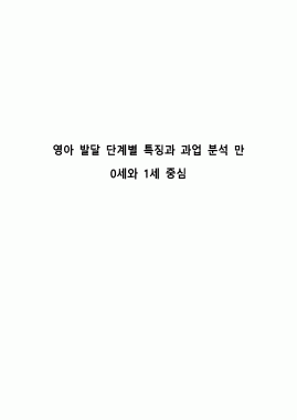 영아 발달 단계별 특징과 과업 분석 만 0세와 1세 중심-1페이지