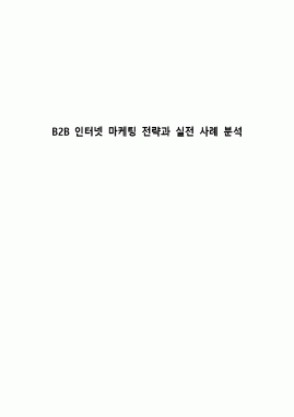 B2B 인터넷 마케팅 전략과 실전 사례 분석-1페이지