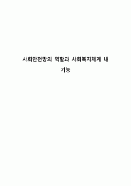 사회안전망의 역할과 사회복지체계 내 기능-1페이지
