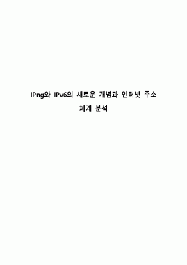 IPng와 IPv6의 새로운 개념과 인터넷 주소 체계 분석-1페이지