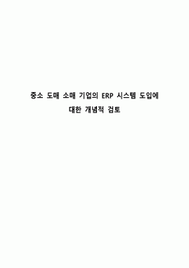 중소 도매 소매 기업의 ERP 시스템 도입에 대한 개념적 검토-1페이지