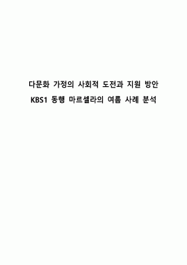 다문화 가정의 사회적 도전과 지원 방안 KBS1 동행 마르셀라의 여름 사례 분석-1페이지