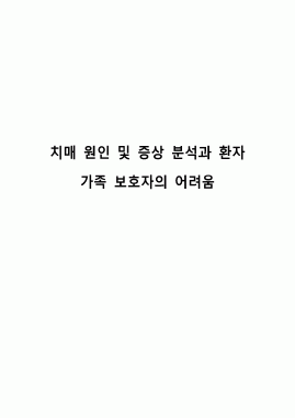 치매 원인 및 증상 분석과 환자 가족 보호자의 어려움-1페이지