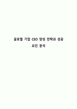 글로벌 기업 CEO 양성 전략과 성공 요인 분석-1페이지