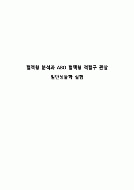 혈액형 분석과 ABO 혈액형 적혈구 관찰 일반생물학 실험-1페이지