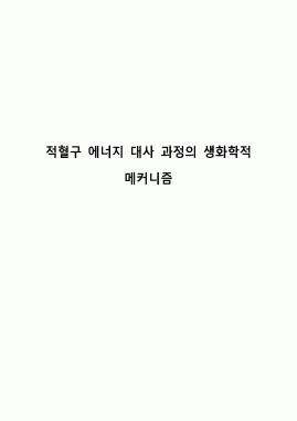 적혈구 에너지 대사 과정의 생화학적 메커니즘-1페이지