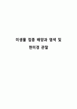 미생물 접종 배양과 염색 및 현미경 관찰-1페이지