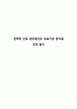 전략적 간호 관리에서의 의료기관 분석과 조직 평가-1페이지