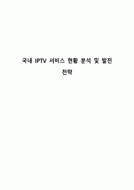 국내 IPTV 서비스 현황 분석 및 발전 전략-1페이지