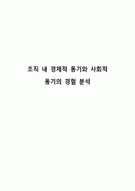 조직 내 경제적 동기와 사회적 동기의 경험 분석-1페이지
