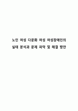 노인 여성 다문화 여성 여성장애인의 실태 분석과 문제 파악 및 해결 방안-1페이지