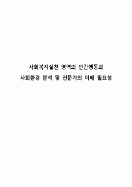 사회복지실천 영역의 인간행동과 사회환경 분석 및 전문가의 이해 필요성-1페이지