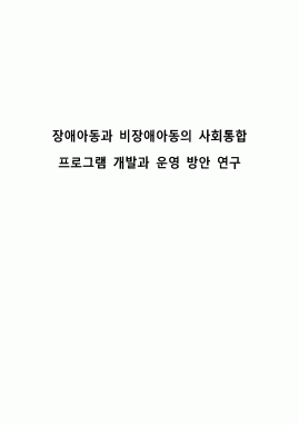 장애아동과 비장애아동의 사회통합 프로그램 개발과 운영 방안 연구-1페이지