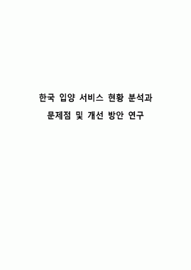 한국 입양 서비스 현황 분석과 문제점 및 개선 방안 연구-1페이지