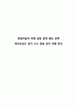 현대자동차 미래 성장 동력 확보 전략 하이브리드 전기 수소 연료 전지 차량 분석-1페이지