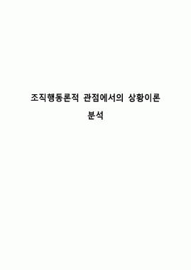 조직행동론적 관점에서의 상황이론 분석-1페이지