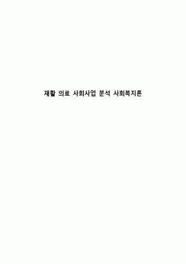 재활 의료 사회사업 분석 사회복지론-1페이지