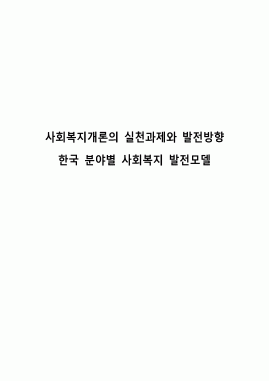 사회복지개론의 실천과제와 발전방향 한국 분야별 사회복지 발전모델-1페이지
