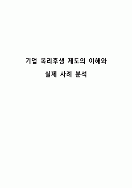 기업 복리후생 제도의 이해와 실제 사례 분석-1페이지