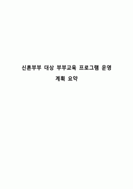 신혼부부 대상 부부교육 프로그램 운영 계획 요약-1페이지