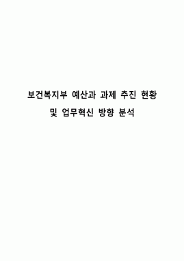 보건복지부 예산과 과제 추진 현황 및 업무혁신 방향 분석-1페이지