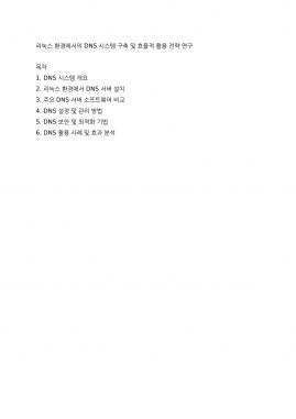 리눅스 환경에서의 DNS 시스템 구축 및 효율적 활용 전략 연구-1페이지