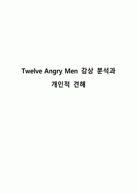 Twelve Angry Men 감상 분석과 개인적 견해-1페이지