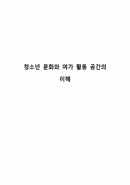 청소년 문화와 여가 활동 공간의 이해-1페이지