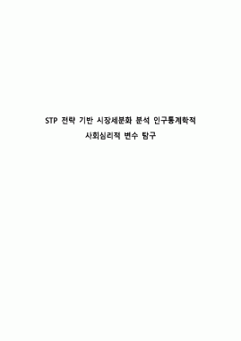 STP 전략 기반 시장세분화 분석 인구통계학적 사회심리적 변수 탐구-1페이지