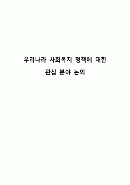 우리나라 사회복지 정책에 대한 관심 분야 논의-1페이지