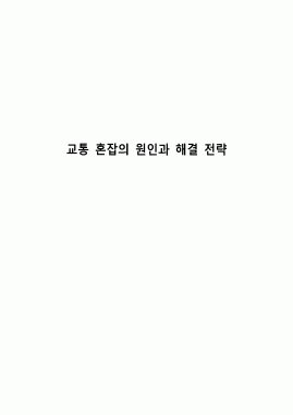 교통 혼잡의 원인과 해결 전략-1페이지