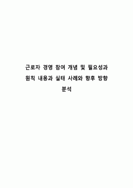 근로자 경영 참여 개념 및 필요성과 원칙 내용과 실태 사례와 향후 방향 분석-1페이지