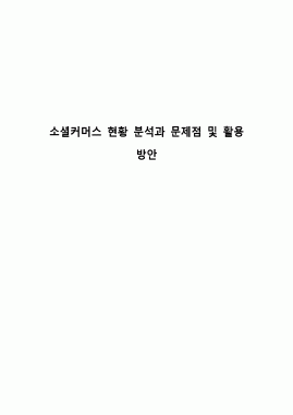 소셜커머스 현황 분석과 문제점 및 활용 방안-1페이지