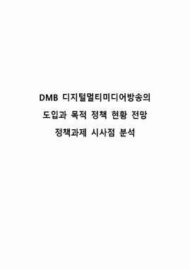 DMB 디지털멀티미디어방송의 도입과 목적 정책 현황 전망 정책과제 시사점 분석-1페이지