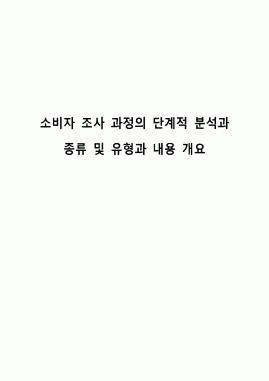 소비자 조사 과정의 단계적 분석과 종류 및 유형과 내용 개요-1페이지