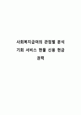 사회복지급여의 관점별 분석 기회 서비스 현물 신용 현금 권력-1페이지