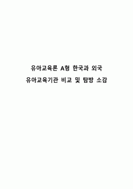 유아교육론 A형 한국과 외국 유아교육기관 비교 및 탐방 소감-1페이지