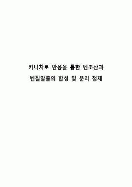 카니차로 반응을 통한 벤조산과 벤질알콜의 합성 및 분리 정제-1페이지