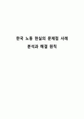 한국 노동 현실의 문제점 사례 분석과 해결 원칙-1페이지