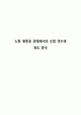 노동 평등권 관점에서의 산업 연수생 제도 분석-1페이지