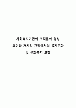 사회복지기관의 조직문화 형성 요인과 거시적 관점에서의 복지문화 및 문화복지 고찰-1페이지