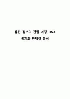 유전 정보의 전달 과정 DNA 복제와 단백질 합성-1페이지