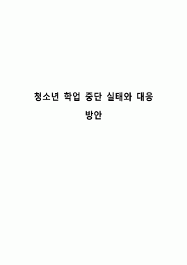 청소년 학업 중단 실태와 대응 방안-1페이지
