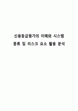 신용등급평가의 이해와 시스템 종류 및 리스크 요소 활용 분석-1페이지