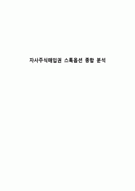 자사주식매입권 스톡옵션 종합 분석-1페이지