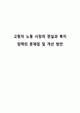 고령자 노동 시장의 현실과 복지 정책의 문제점 및 개선 방안-1페이지