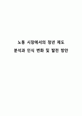 노동 시장에서의 정년 제도 분석과 인식 변화 및 발전 방안-1페이지