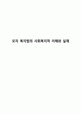 모자 복지법의 사회복지적 이해와 실제-1페이지