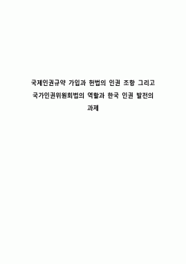국제인권규약 가입과 헌법의 인권 조항 그리고 국가인권위원회법의 역할과 한국 인권 발전의 과제-1페이지