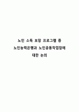 노인 소득 보장 프로그램 중 노인능력은행과 노인공동작업장에 대한 논의-1페이지